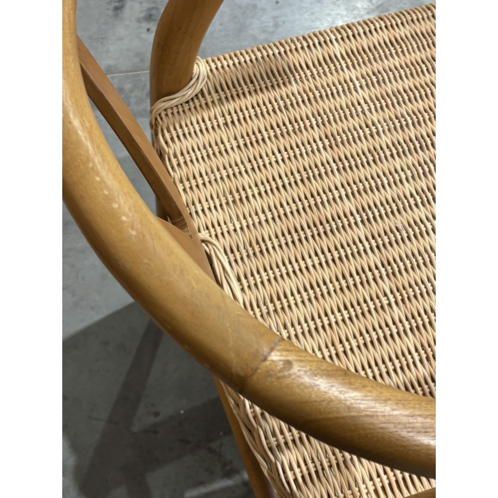 SECOND-HAND - Mahogany wood chair with rounded backrest and rattan seat